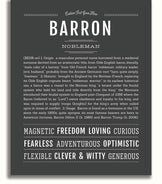 Barron Personalized Name Meaning Art Prints – Name Stories