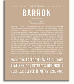 Barron Personalized Name Meaning Art Prints – Name Stories