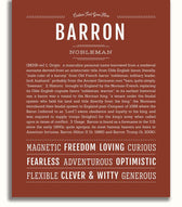 Barron Personalized Name Meaning Art Prints – Name Stories