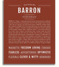Barron Personalized Name Meaning Art Prints – Name Stories