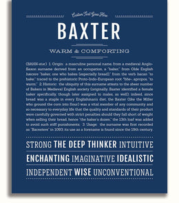 Baxter Personalized Name Meaning Art Prints – Name Stories