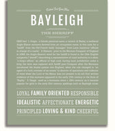 Bayleigh Personalized Name Meaning Art Prints – Name Stories