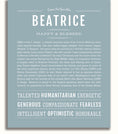 Beatrice Personalized Name Meaning Art Prints – Name Stories