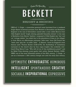 Beckett | Name Art Print – Name Stories