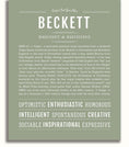 Beckett Personalized Name Meaning Art Prints – Name Stories