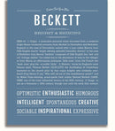 Beckett Personalized Name Meaning Art Prints – Name Stories