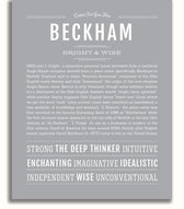 Beckham Personalized Name Meaning Art Prints – Name Stories