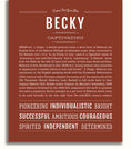 Becky Personalized Name Meaning Art Prints – Name Stories