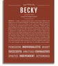 Becky Personalized Name Meaning Art Prints – Name Stories