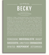 Becky Personalized Name Meaning Art Prints – Name Stories