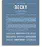 Becky Personalized Name Meaning Art Prints – Name Stories