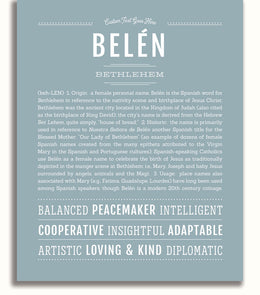 Belen Personalized Name Meaning Art Prints – Name Stories