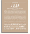 Bella Personalized Name Meaning Art Prints – Name Stories