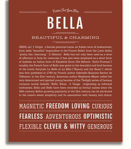 Bella Personalized Name Meaning Art Prints – Name Stories
