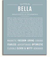 Bella Personalized Name Meaning Art Prints – Name Stories