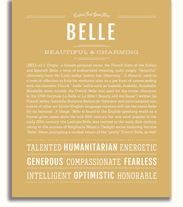 Belle Personalized Name Meaning Art Prints – Name Stories