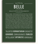 Belle Personalized Name Meaning Art Prints – Name Stories