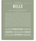 Belle Personalized Name Meaning Art Prints – Name Stories