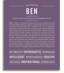 Ben Personalized Name Meaning Art Prints – Name Stories