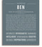 Ben Personalized Name Meaning Art Prints – Name Stories