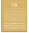 Ben Personalized Name Meaning Art Prints – Name Stories