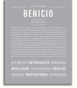 Benicio Personalized Name Meaning Art Prints – Name Stories
