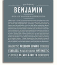 Benjamin Personalized Name Meaning Art Prints – Name Stories