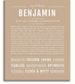 Benjamin Personalized Name Meaning Art Prints – Name Stories
