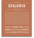 Benjamin Personalized Name Meaning Art Prints – Name Stories