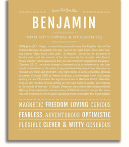 Benjamin Personalized Name Meaning Art Prints – Name Stories