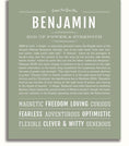 Benjamin Personalized Name Meaning Art Prints – Name Stories