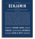 Benjamin Personalized Name Meaning Art Prints – Name Stories