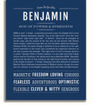 Benjamin Personalized Name Meaning Art Prints – Name Stories