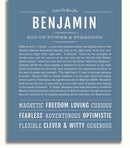 Benjamin Personalized Name Meaning Art Prints – Name Stories