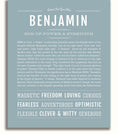 Benjamin Personalized Name Meaning Art Prints – Name Stories