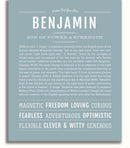 Benjamin Personalized Name Meaning Art Prints – Name Stories