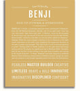 Benji Personalized Name Meaning Art Prints – Name Stories