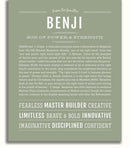 Benji Personalized Name Meaning Art Prints – Name Stories