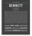 Bennett Personalized Name Meaning Art Prints – Name Stories