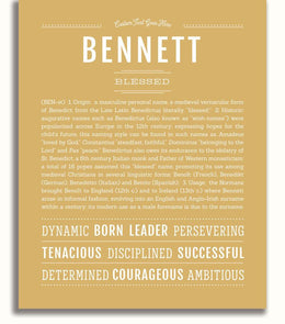 Bennett Personalized Name Meaning Art Prints – Name Stories