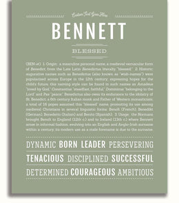 Bennett Personalized Name Meaning Art Prints – Name Stories