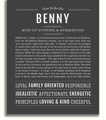 Benny Personalized Name Meaning Art Prints – Name Stories