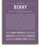 Benny Personalized Name Meaning Art Prints – Name Stories