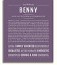 Benny Personalized Name Meaning Art Prints – Name Stories