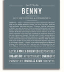 Benny Personalized Name Meaning Art Prints – Name Stories