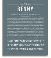 Benny Personalized Name Meaning Art Prints – Name Stories