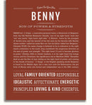 Benny Personalized Name Meaning Art Prints – Name Stories