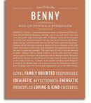 Benny Personalized Name Meaning Art Prints – Name Stories