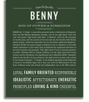 Benny Personalized Name Meaning Art Prints – Name Stories