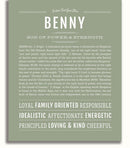 Benny Personalized Name Meaning Art Prints – Name Stories